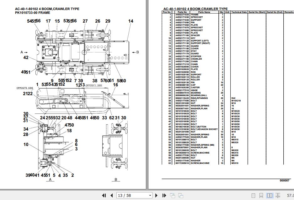Tadano Crane AC-40-1 80102 4 Boom Crawler Type Spare Parts Catalog ...