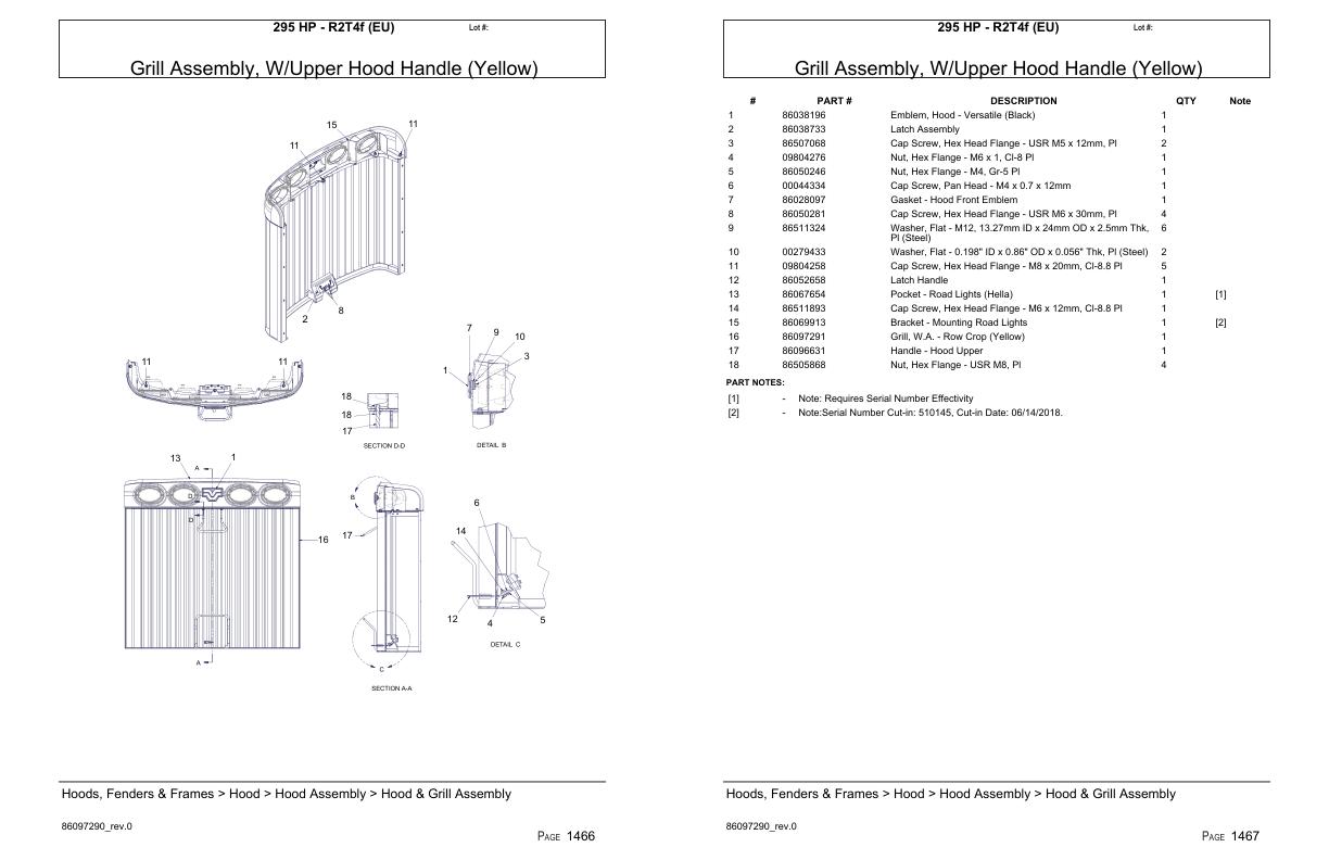 Versatile Tractor 295 HP R2T4f (EU) Parts Catalog | Auto Repair Manual ...