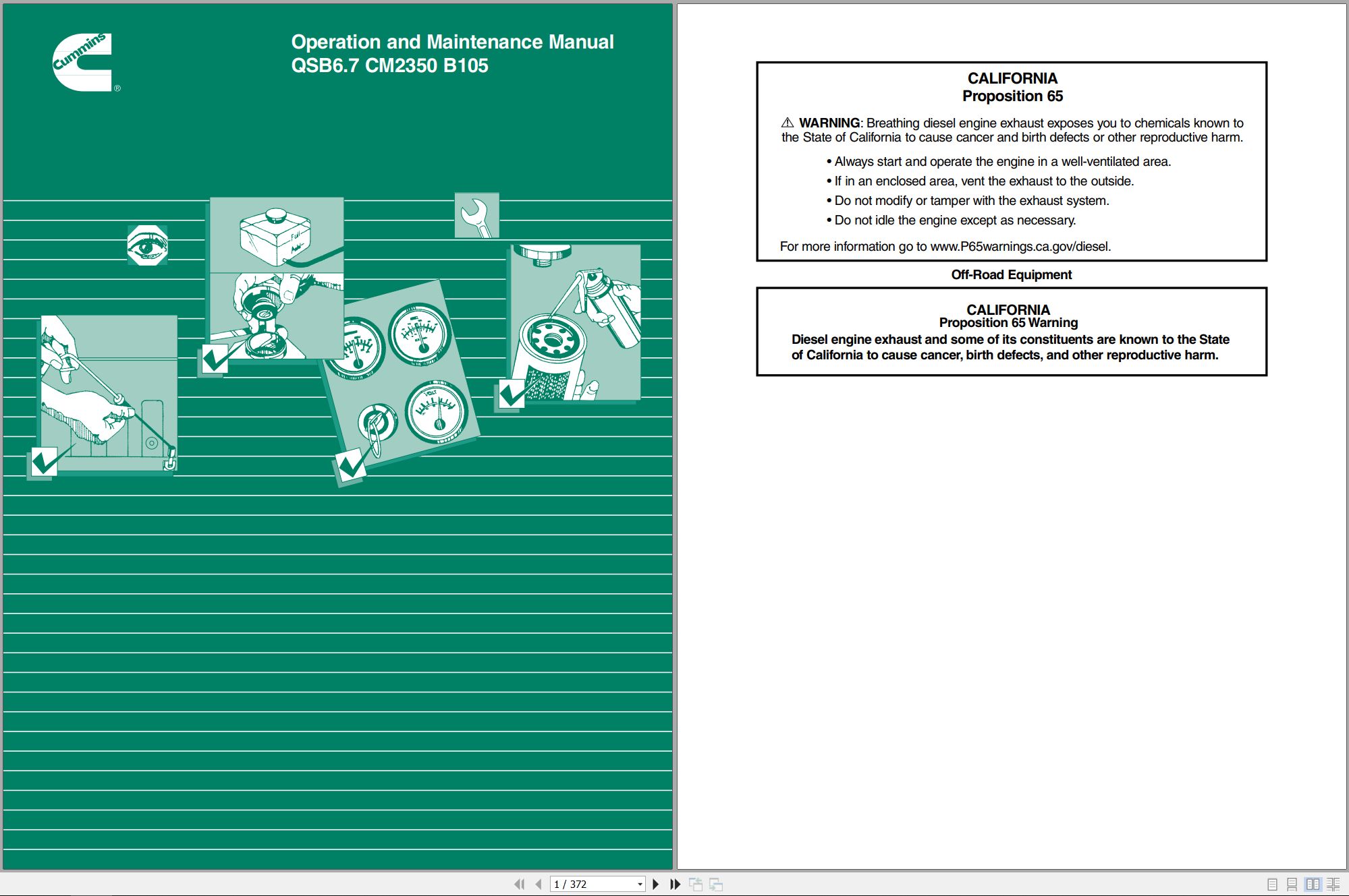 Cummins Engine QSB6.7 CM2350 B105 Operation and Maintenance Manual ...