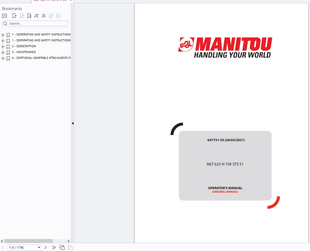 Manual PDF - Manitou Telescopic Handlers MHT MHT-X Series Service ...